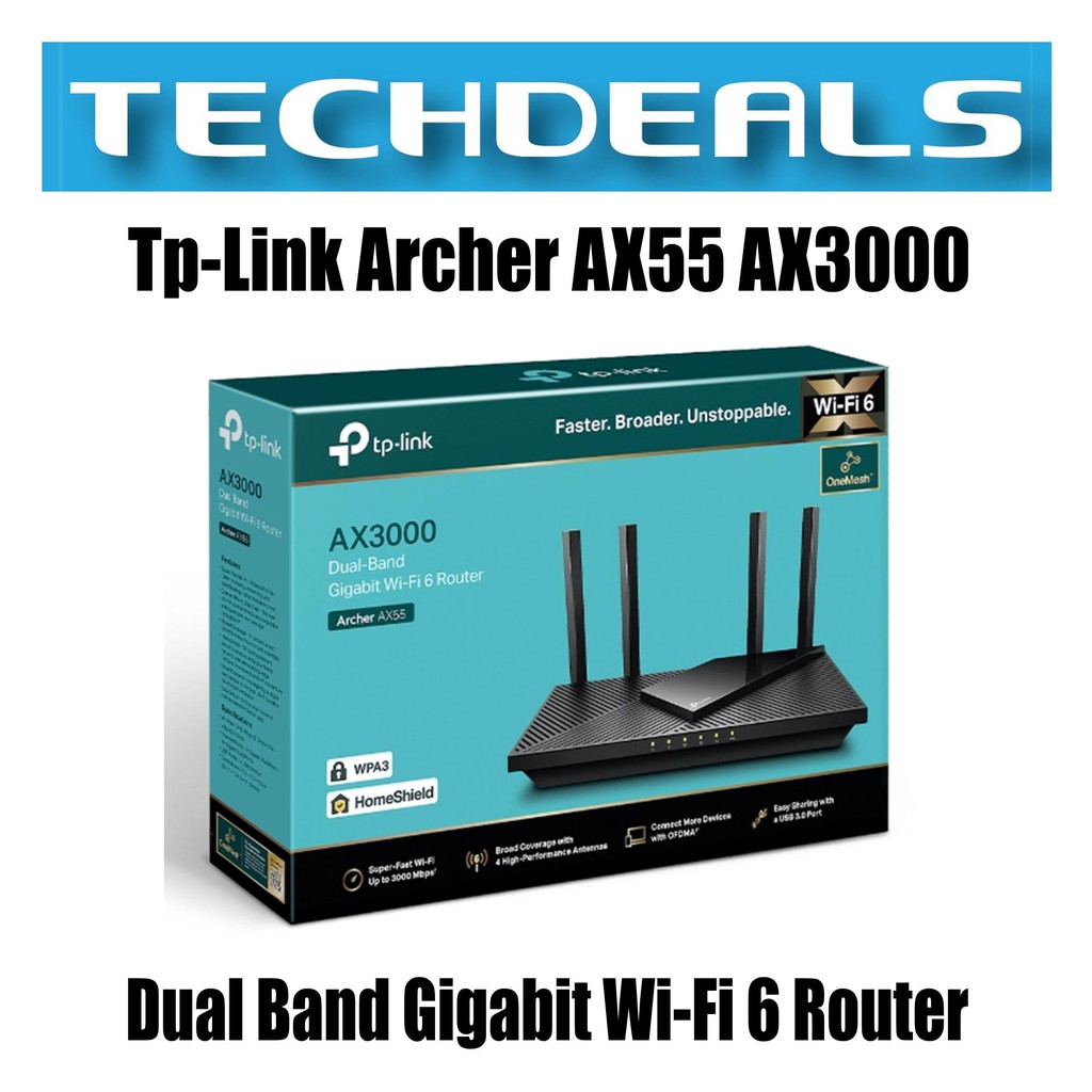 Tp-Link Archer AX55 AX3000 Dual Band Gigabit Wi-Fi 6 Router | Shopee ...