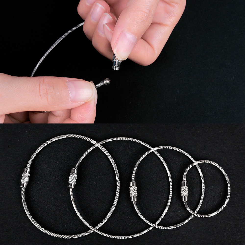 20PCS EDC Stainless Steel Wire Keychain Ring Key Cable Key Ring Locking ...