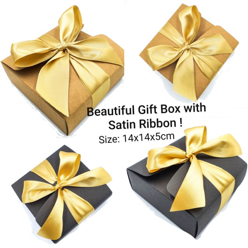 New Set of 3 Gift Box with Gold Satin Ribbon! | Shopee Singapore