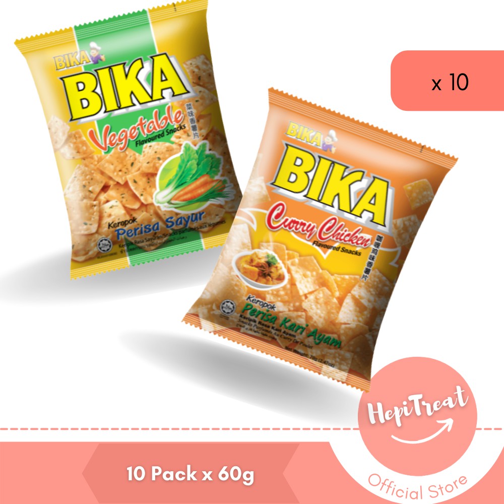 Bika Crackers Chip Snack Vegetable / Curry Chicken - 10 Packs x 60g ...