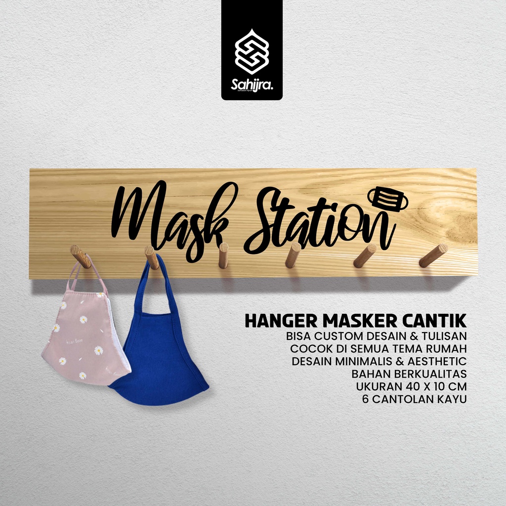 KAYU GANTUNGAN Mask Hanger Wall Mask Hanger Mask Holder Wooden Mask ...