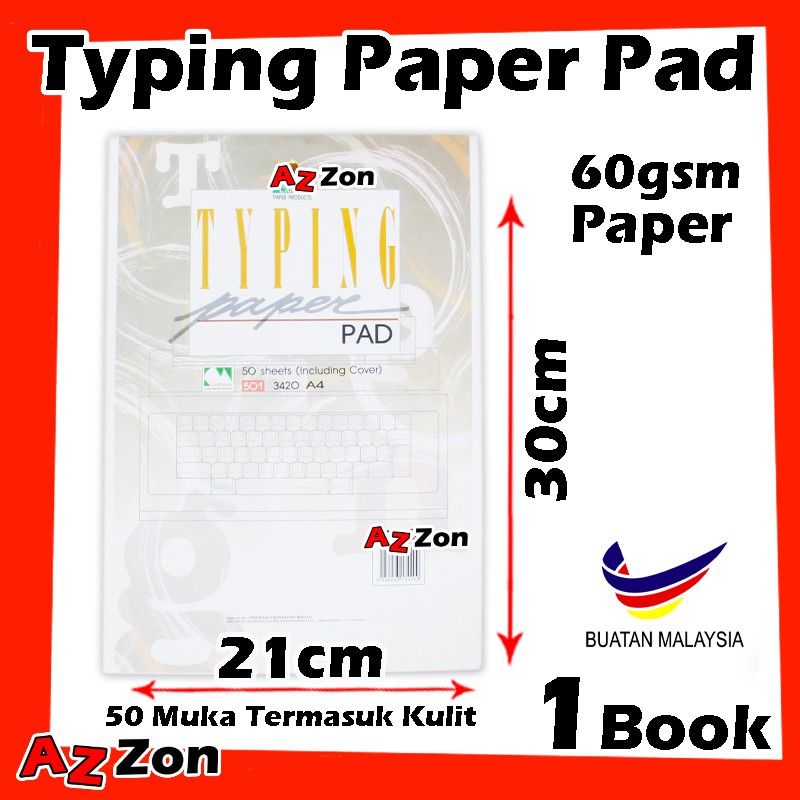 Typing Paper Pad Kertas Typing Note Pad Note Typing Paper A4 | Shopee ...
