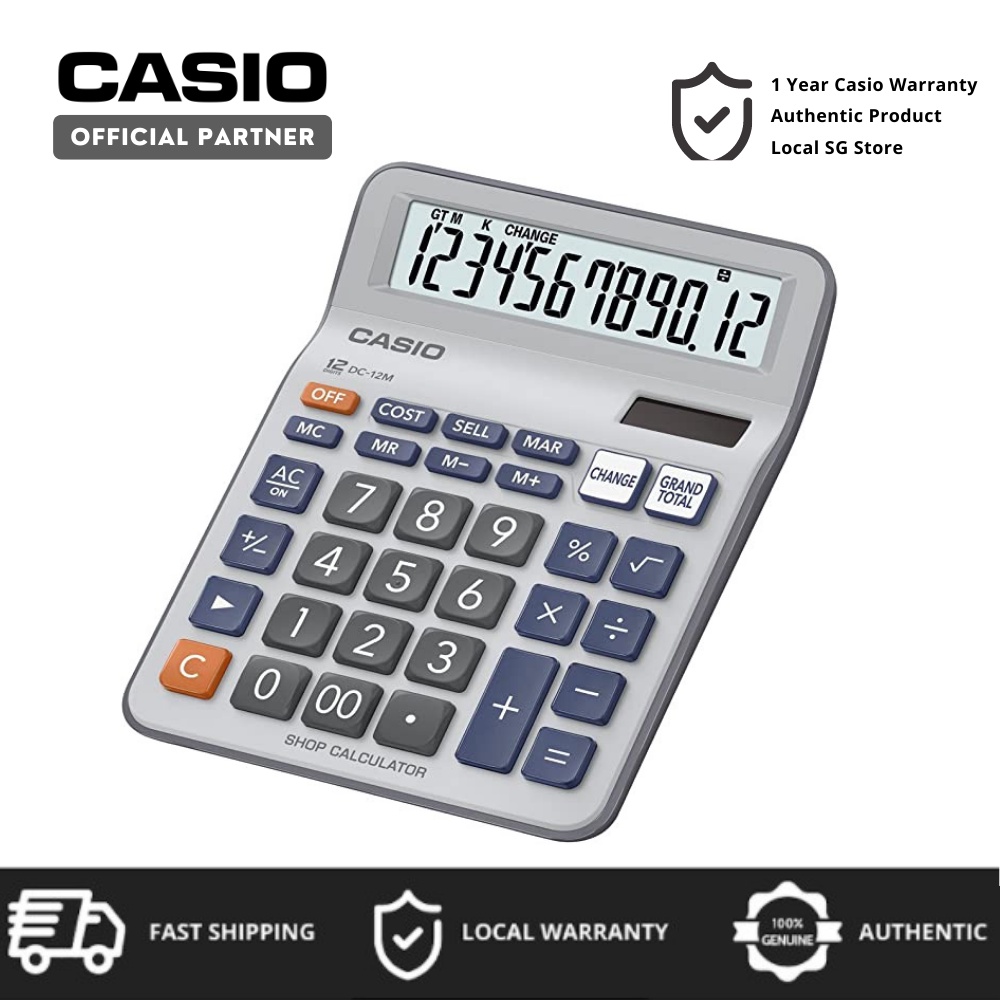 Casio DC-12 Solar & Battery Powered 12 Digits Extra LARGE Display with ...