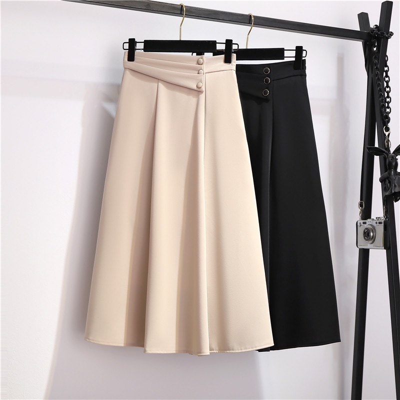 Youthful long flared skirt with high waist, Korean office skirt, 6 ...