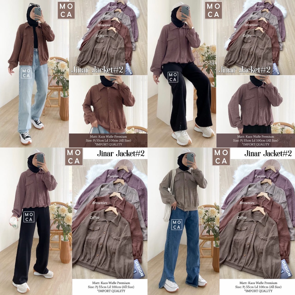 JINAR JACKET 2 SIMPLE PLAIN COLLAR ORIGINAL MOCA | Shopee Singapore