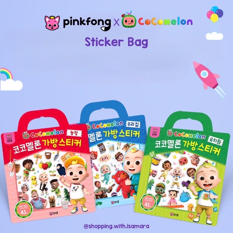 Pinkfong x Cocomelon Sticker Bag: Kindergarten/Sticker Book | Shopee ...