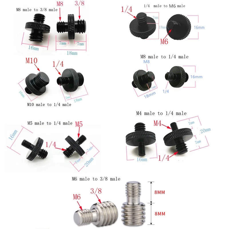 M4 M5 M6 M8 M10 to 1/4 or 3/8 male to male Screw Mount Adapter for ...