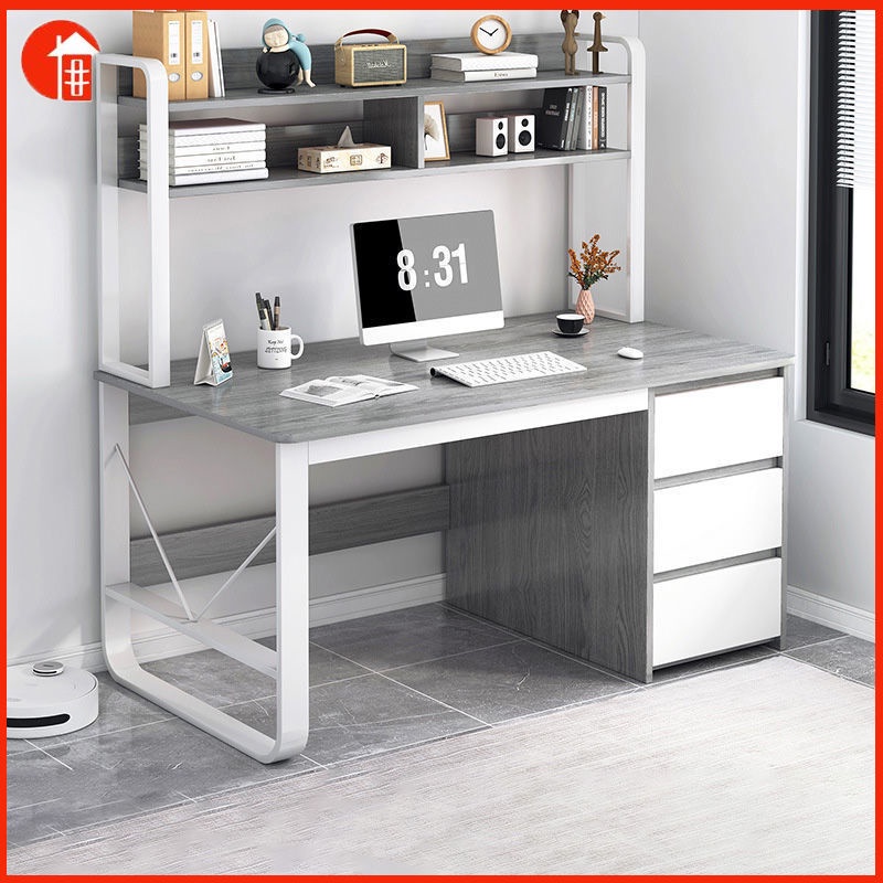 Office Table Study Table Desk Bookshelf Combination Table Student Desk ...