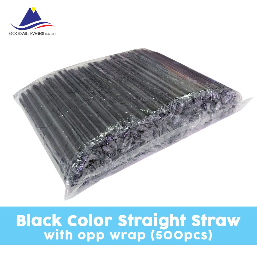 6mm X 250mm Black Straight Straw with Opp Wrap - Individually Wrapped ...