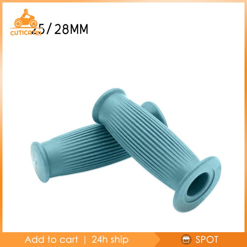 22/24MM Motorcycle Black Rubber Handlebar Hand Grip Cafe Racer Retro ...