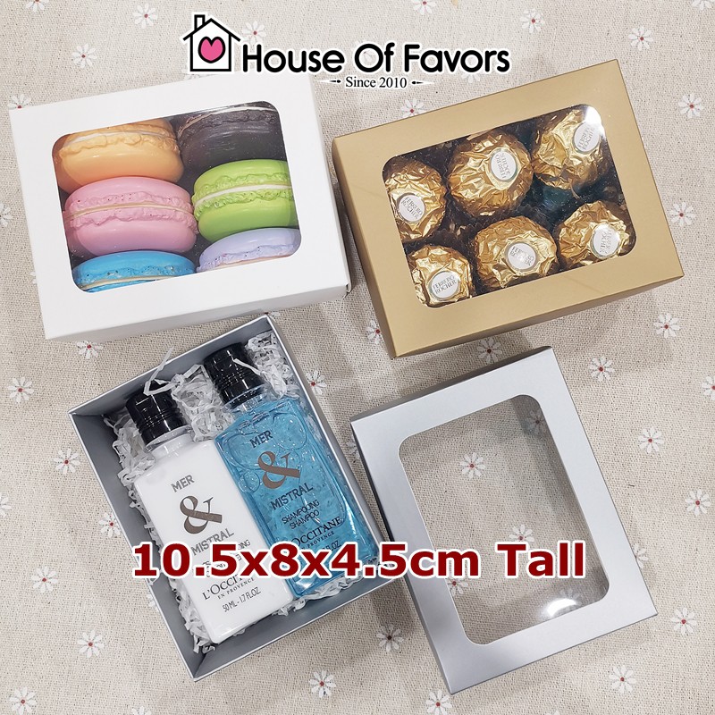 50pcs 10.5x8x4.5cm Packaging Box with Clear Window Kotak Kahwin Macaron ...