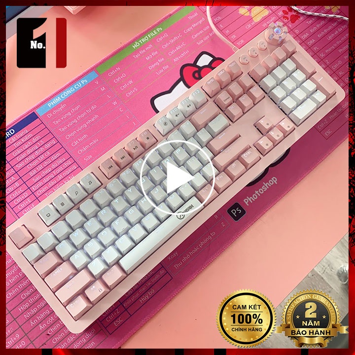 Aoyeah K169 Pink Led Keycap Mechanical Gaming Keyboard Rgb Led Wired ...