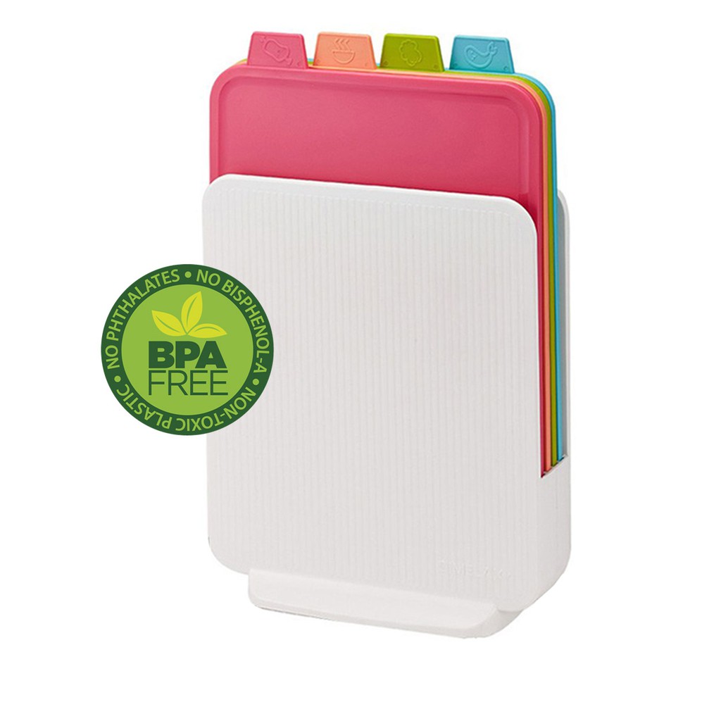 [CIMELAX] BPA Free Antibacterial Color-coded Cutting Board Set of 4 for ...