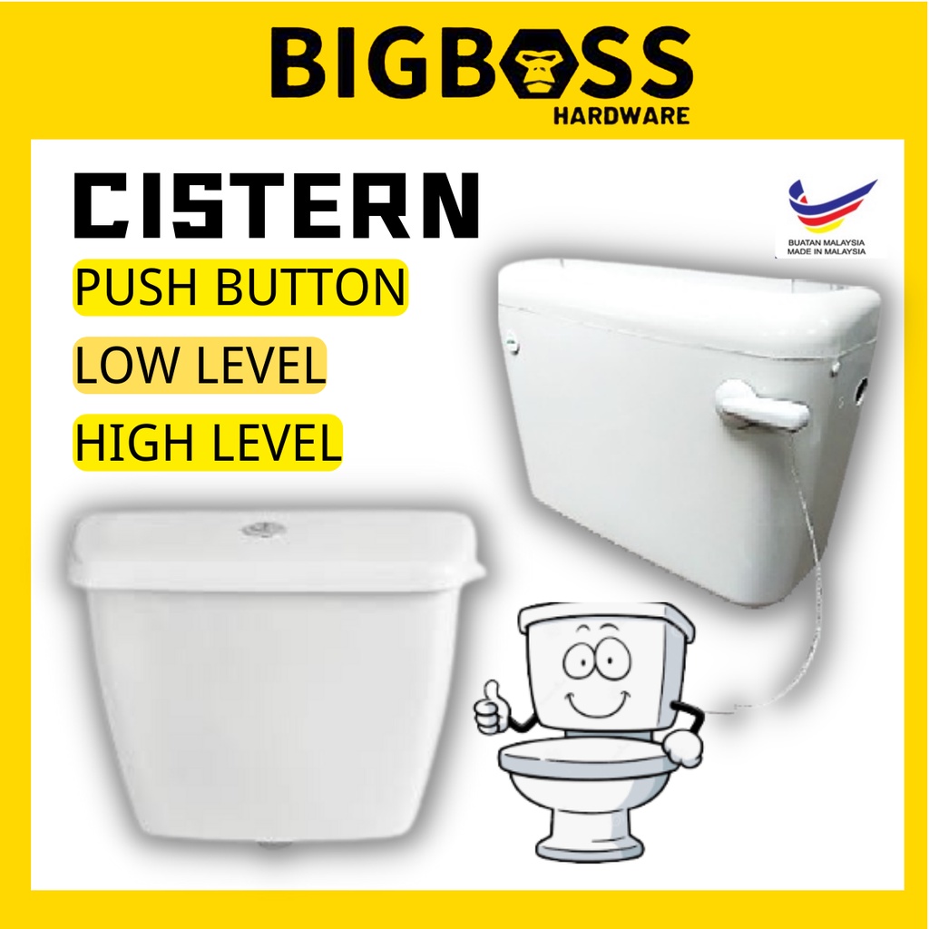 Toilet Water Tank Plastic Cistern Push Button Single Flush Tangki Air ...