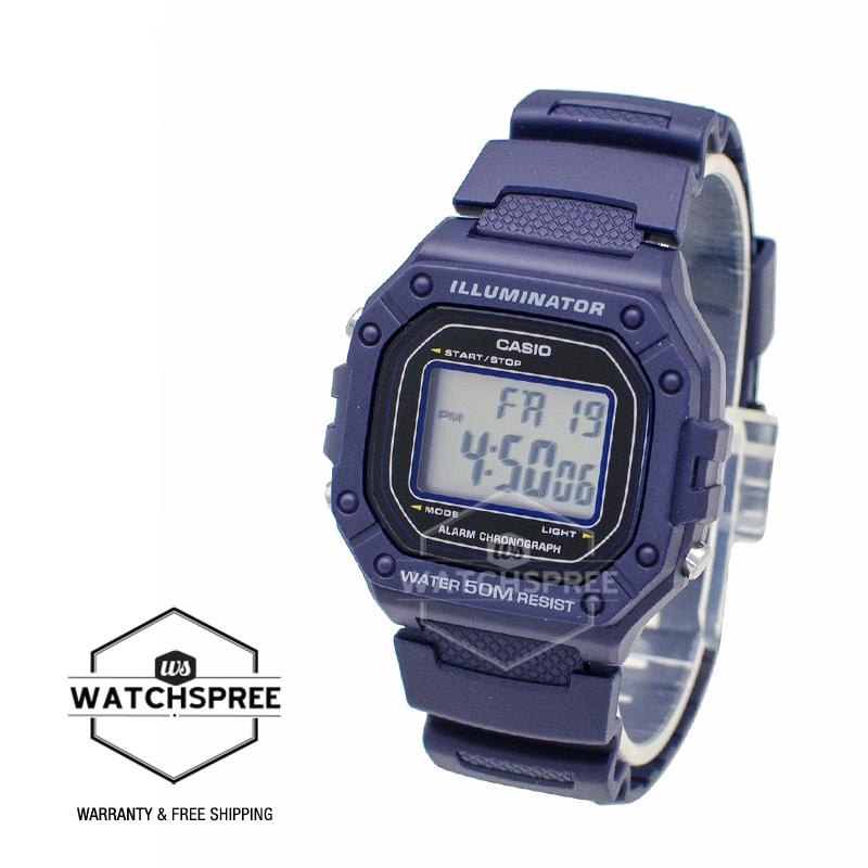 [Watchspree] Casio Standard Digital Navy Blue Resin Band Watch W218H-2A ...