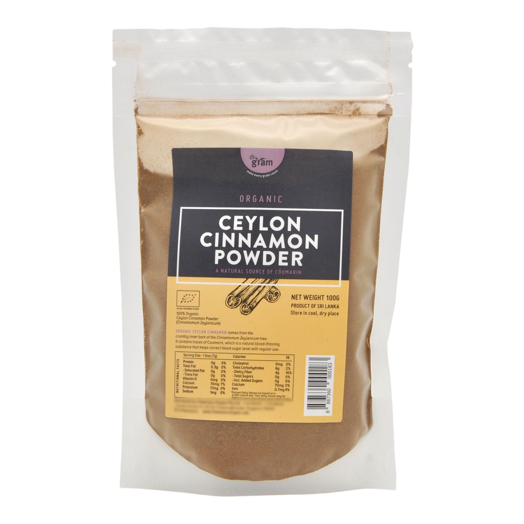 Dr Gram Organic Ceylon Cinnamon Powder (Re-Fill Pack) 100g (Exp: 10/03 ...