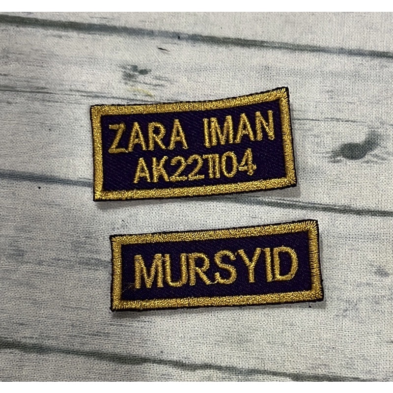 Name embroidered schoolTAG with the Name of rumi and jawi, mini nametag ...