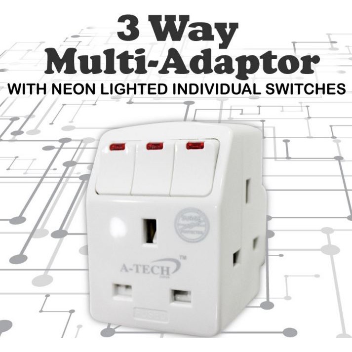 A-TECH 3 Way Multi-Adaptor / Singapore SAFETY MARK | Shopee Singapore