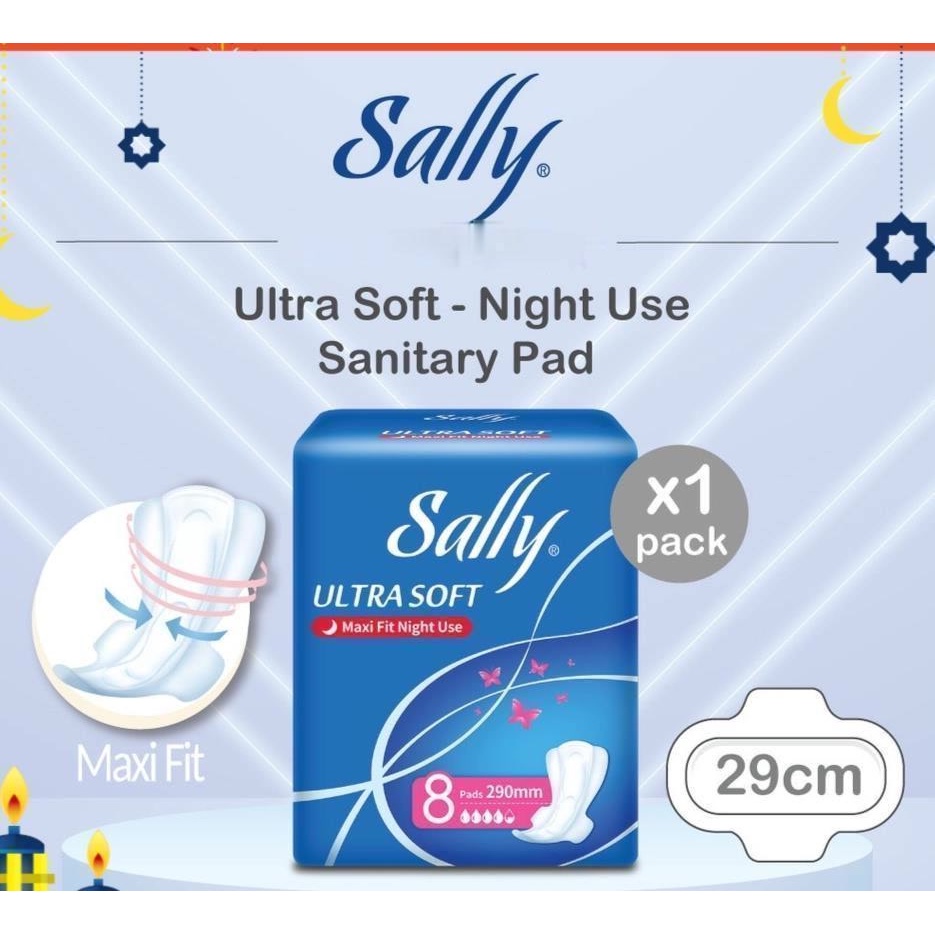 Sally Sanitary Pad Napkin Ultra Soft - Night Use (29cm / 35cm) | Shopee ...