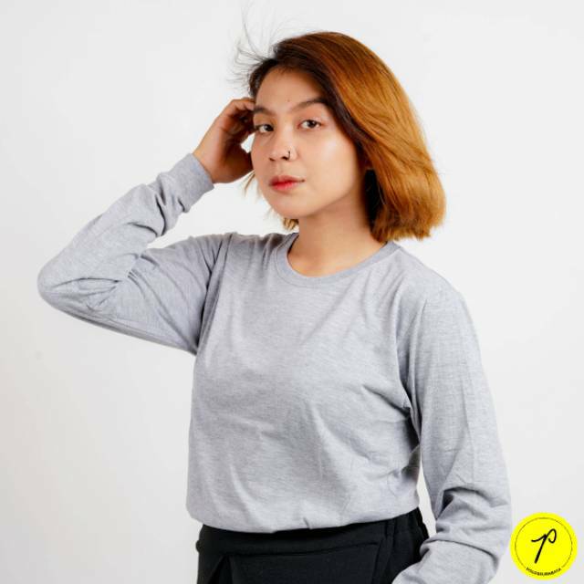 Gray misty CVC Long Sleeve Plain T-Shirt (Chief Value Cotton) | Shopee ...