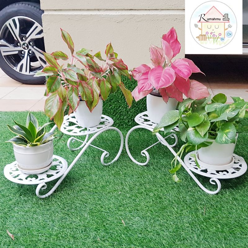 2 Sided Metal Pot Stand/ Indoor or Balcony Pot Stand/Rak Bunga ...