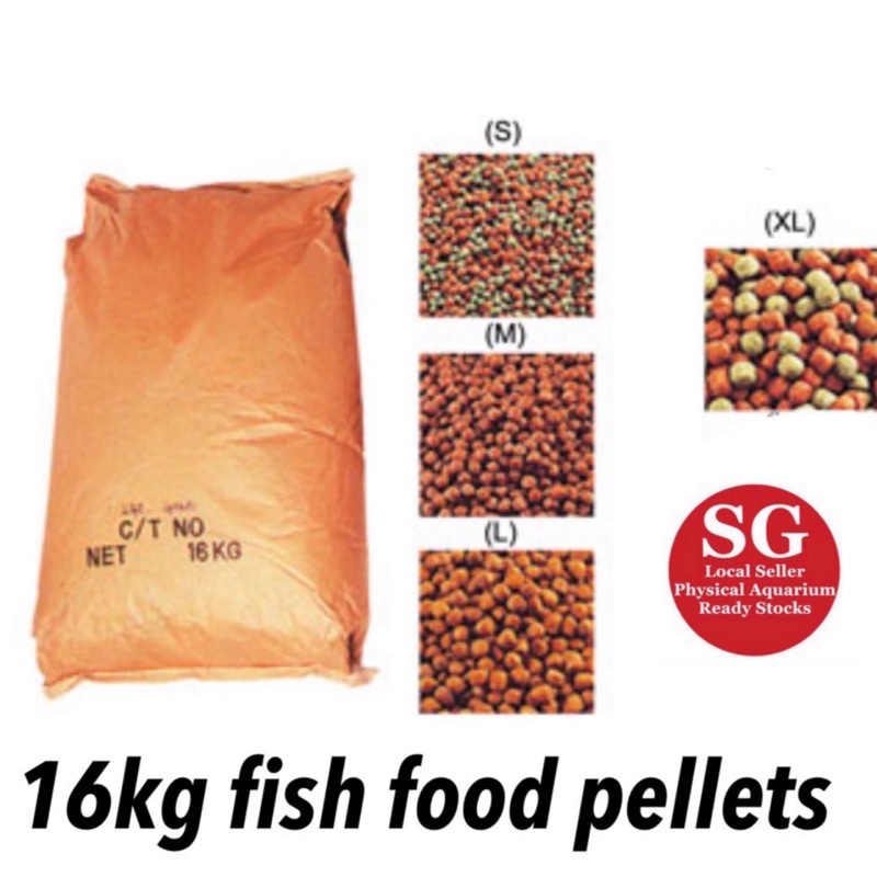 $72 16kg fish food floating pellets with delivery Color mix or red Size ...