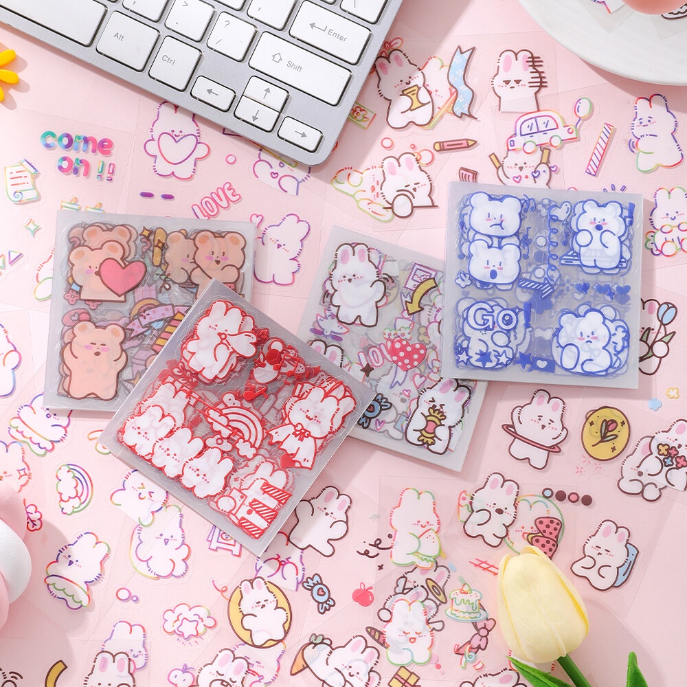 Infeel.me 25sheets/bag Cute Cartoon Rabbit Sticker Waterproof ...