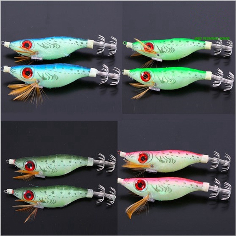 100MM Wood Shrimp Luminous Shrimp Squid Needle 9G Octopus Hook Squid ...