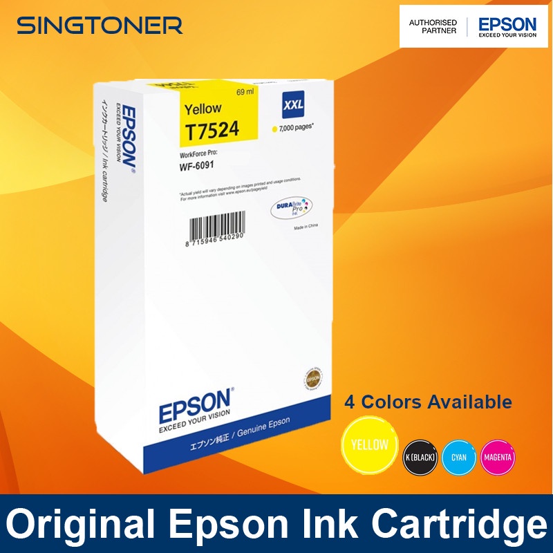 [Original] Epson T752 Black Cyan Magenta Yellow Ink Cartridge for ...