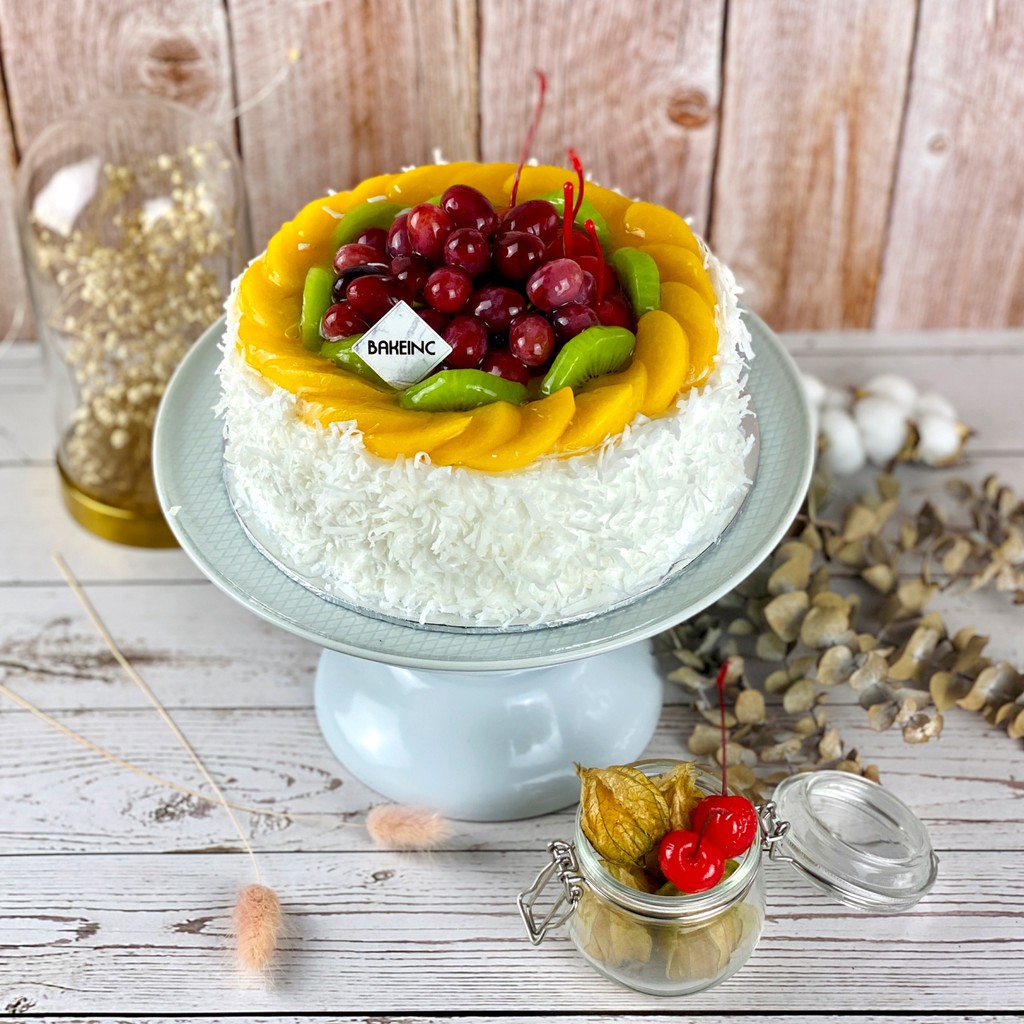 [Bakeinc] Fresh Mixed Fruits Cake with Coconut Shavings (7-Inch | 9 ...