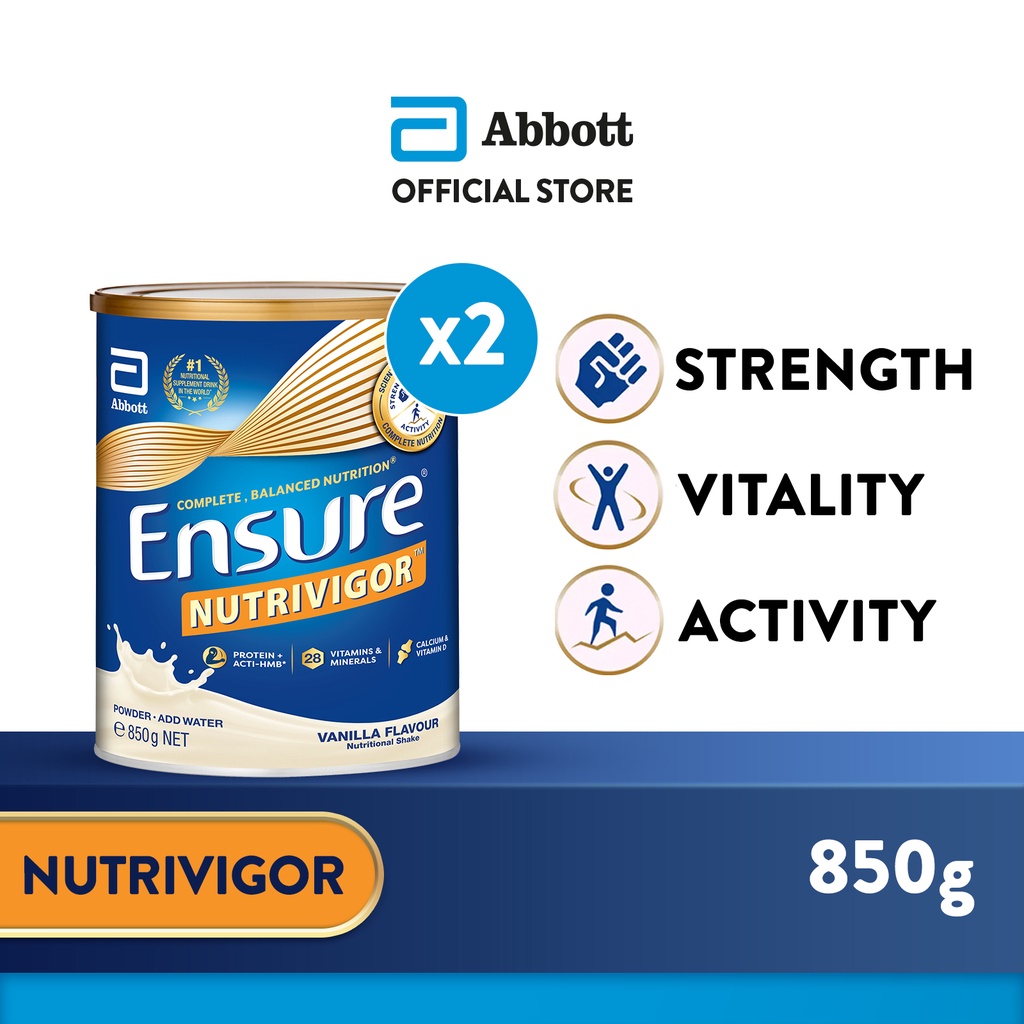 [Bundle of 2] Ensure Nutrivigor Powder Adult Nutrition - Vanilla 850g | Shopee Singapore