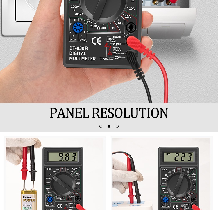 DT830B AC/DC LCD Digital Multimeter Mini Voltmeter Ammeter Ohm Tester ...
