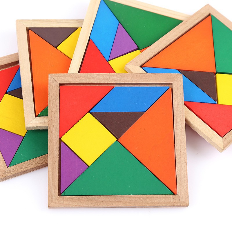 7pcs Wooden Tangram Brain Teaser Puzzle Children Mental Development ...