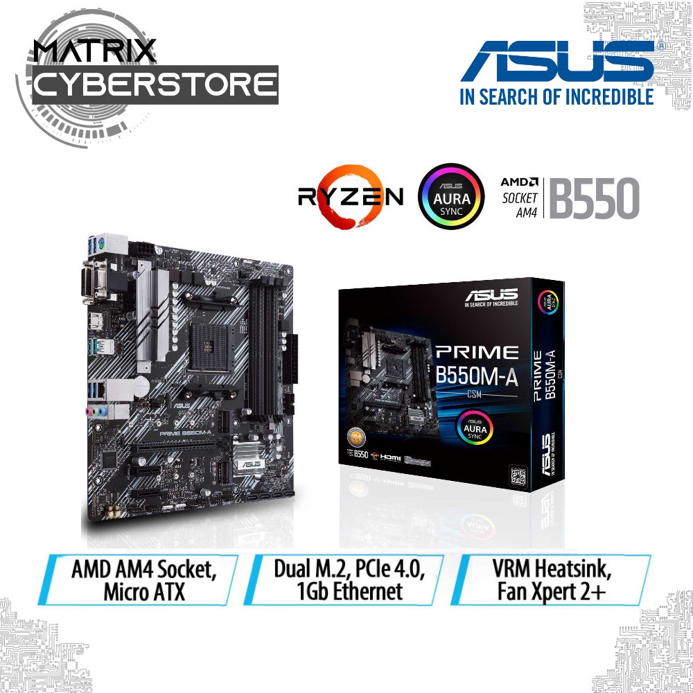 ASUS PRIME B550M-A/CSM AMD B550 (Ryzen AM4) micro ATX motherboard with ...