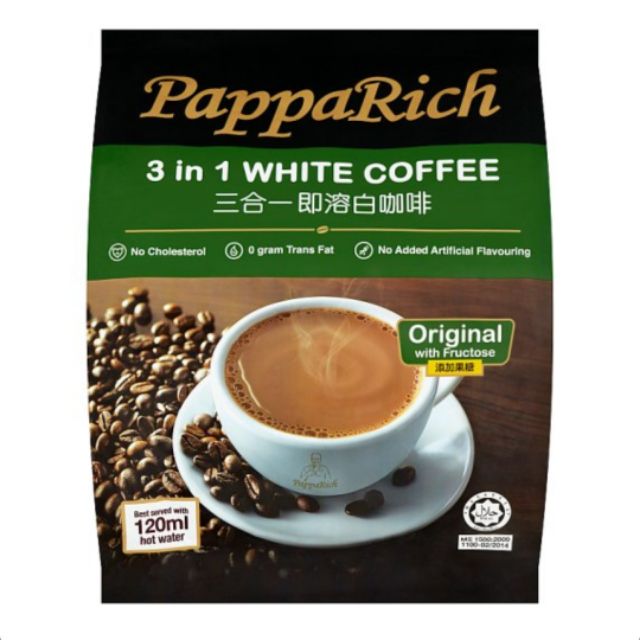 PappaRich 3 in 1 White Coffee with Fructose 1 Dozen x 30g (360g ...