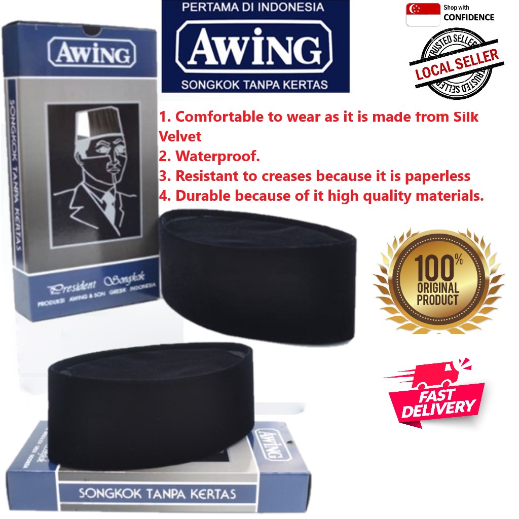 [SINGAPORE SELLER] Songkok Hitam Awing AC Original / Peci Hitam Awing ...