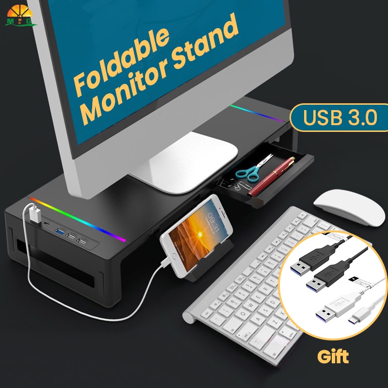 WEILIANG USB 3.0 Monitor Riser Adjustable Monitor Stand Computer Stand ...