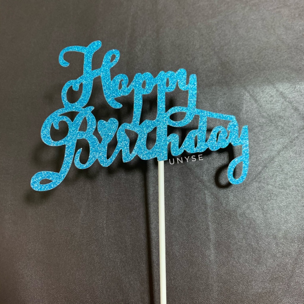 [ Blue ] Happy Birthday with Heart Shape Cake Toppers / Party Supplies ...