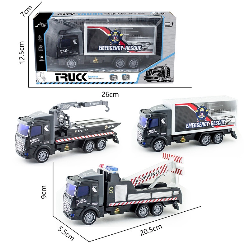 Children's Toy Pullback Car Wrecker Trailer Flatbed Crane Transport Car ...