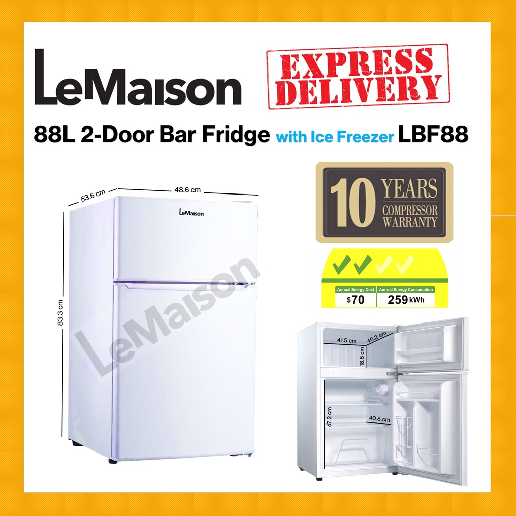LeMaison Mini Bar Fridge 88L 2 door with freezer | Shopee Singapore