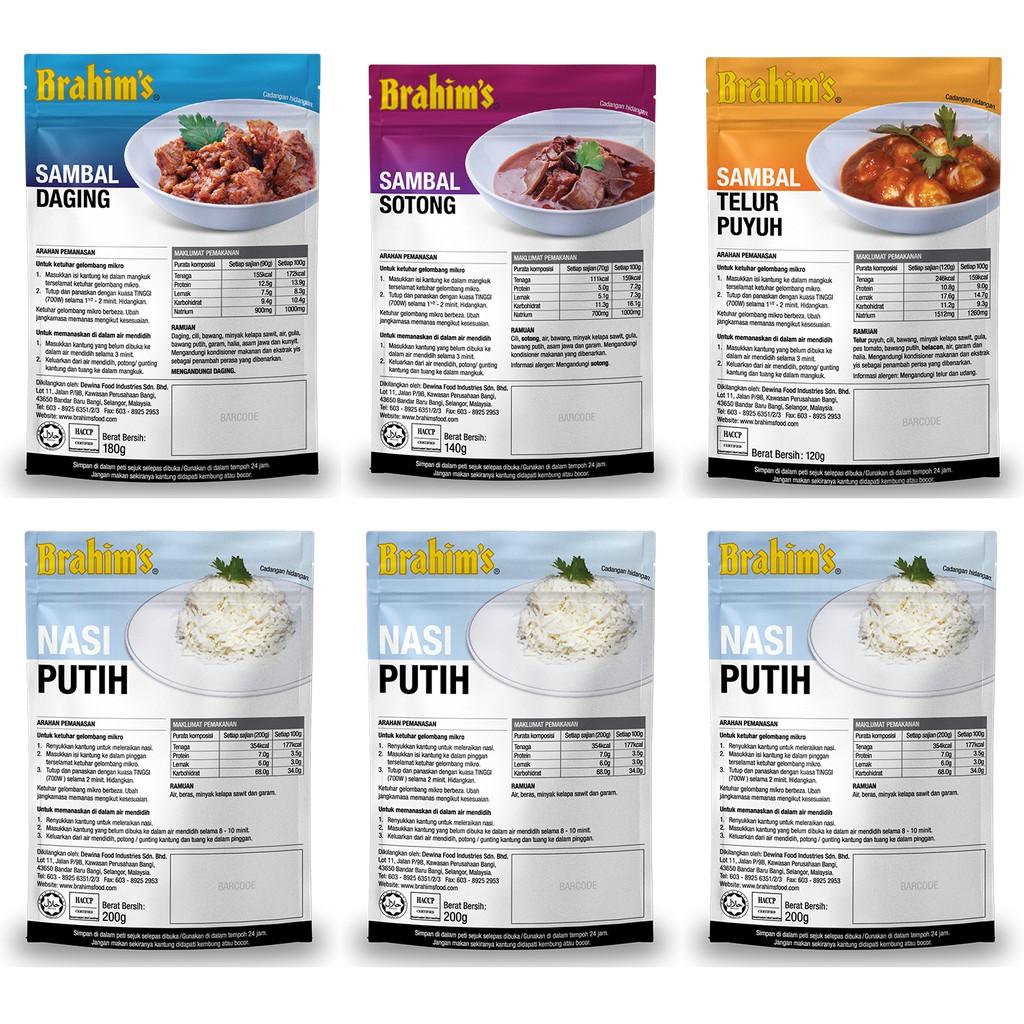 Brahim 's Rice White + Sambal Addicted Set Sambal Meat + Sambal Sotong ...