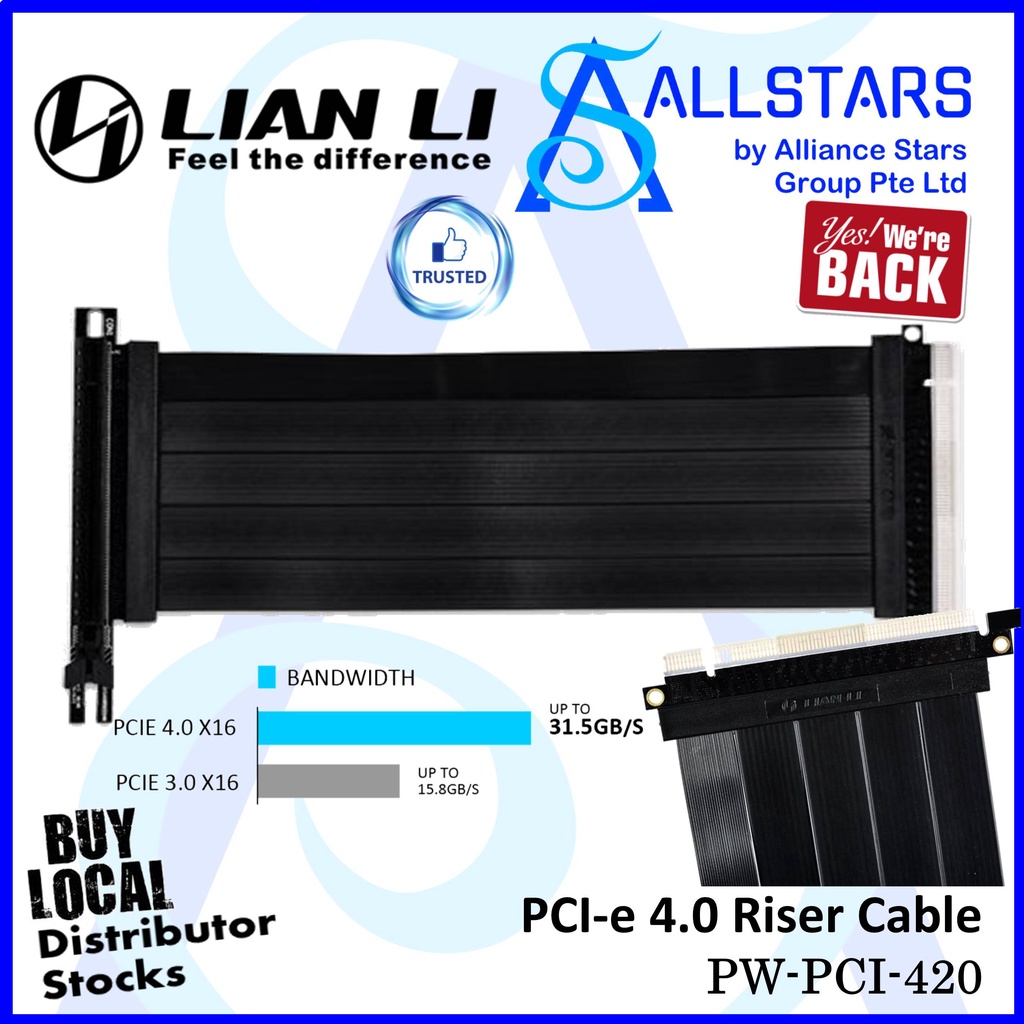Lian Li PW-PCI-420 PCI-e 4.0 x16 Riser Cable / Length : 200mm / Support ...