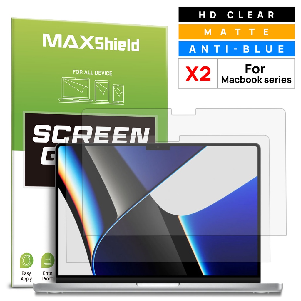 MaxShield HD Matte Anti-Bluelight Screen protector film for Macbook Pro 14 16 13 Air 13.3 15 M1 ...
