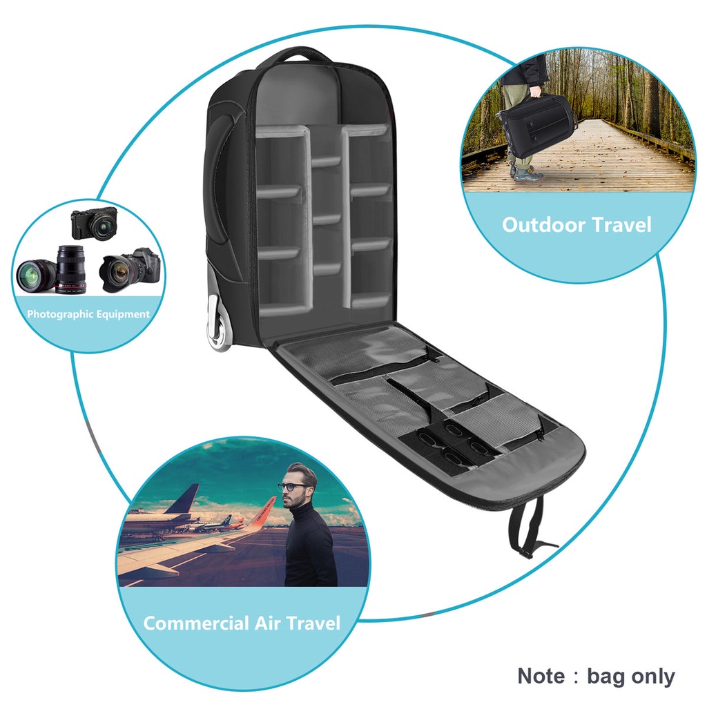 Neewer 2-in-1 Convertible Wheeled Camera Backpack Luggage Trolley Case ...