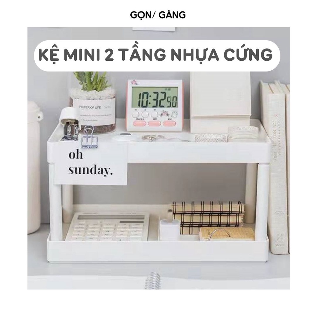 Mini desk shelf, desk shelf, 2-tier hard plastic study table for ...