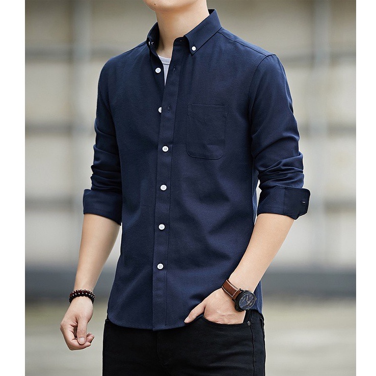 【5Color】M-5XL Men's Formal Long Sleeve Polo Shirt for men Shirt Casual ...