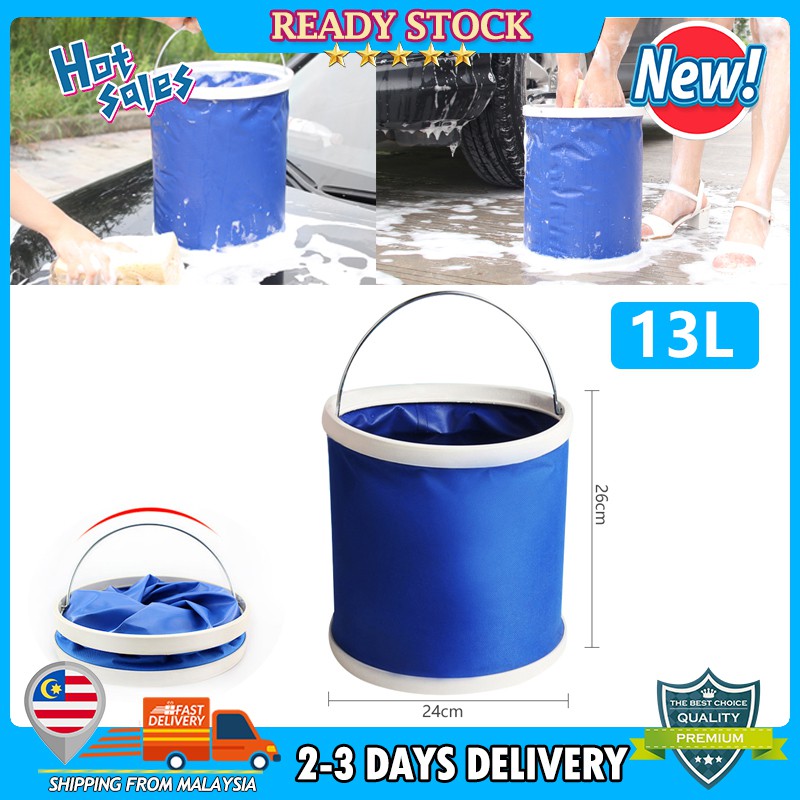 13L Foldable Car Water Bucket Car Wash Water Pail Fishing Camping ...