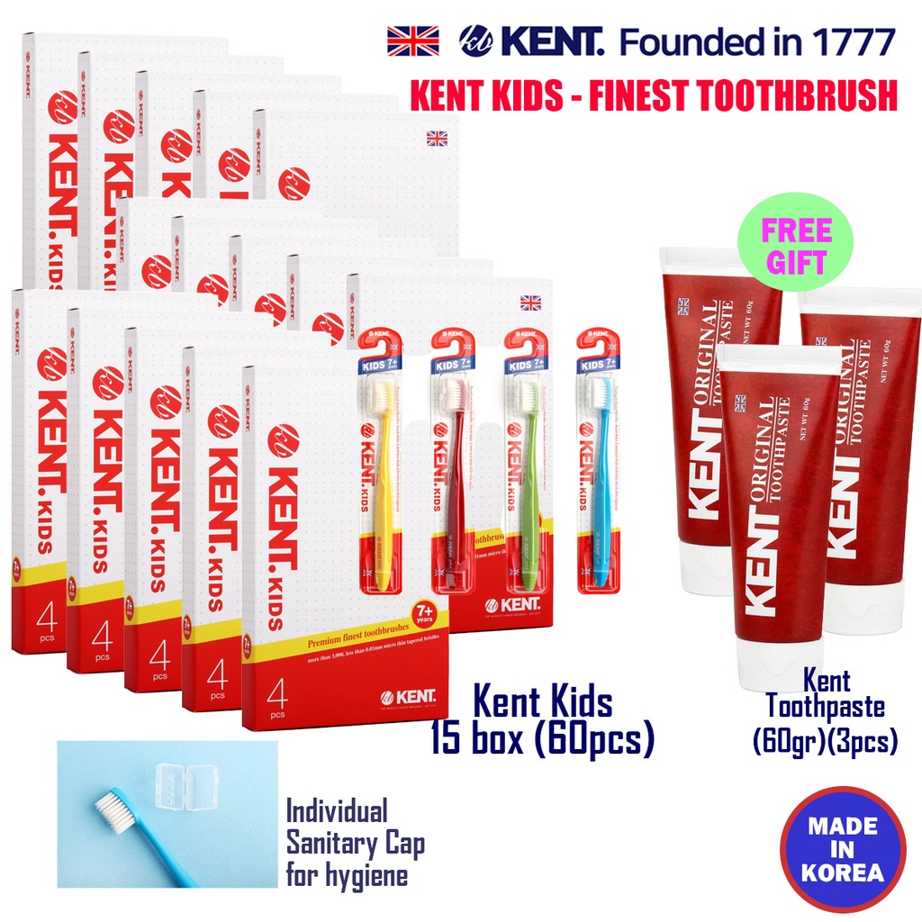 [KENT] Kids Toothbrush 15 Box Bundle Set Eco friendly ultrafine ultra ...