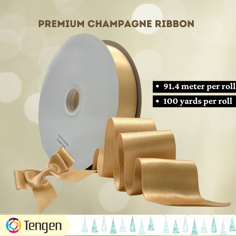 [SG] Champagne Gold Ribbon/ Gold Purge Satin Ribbon/ Premium Quality ...