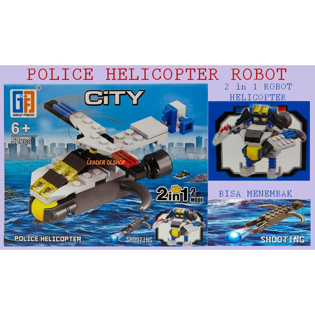 Brick LEGO COMPATIBLE CITY POLICE SQUADRON 4IN1 Car Ship HELI TRUCK ...